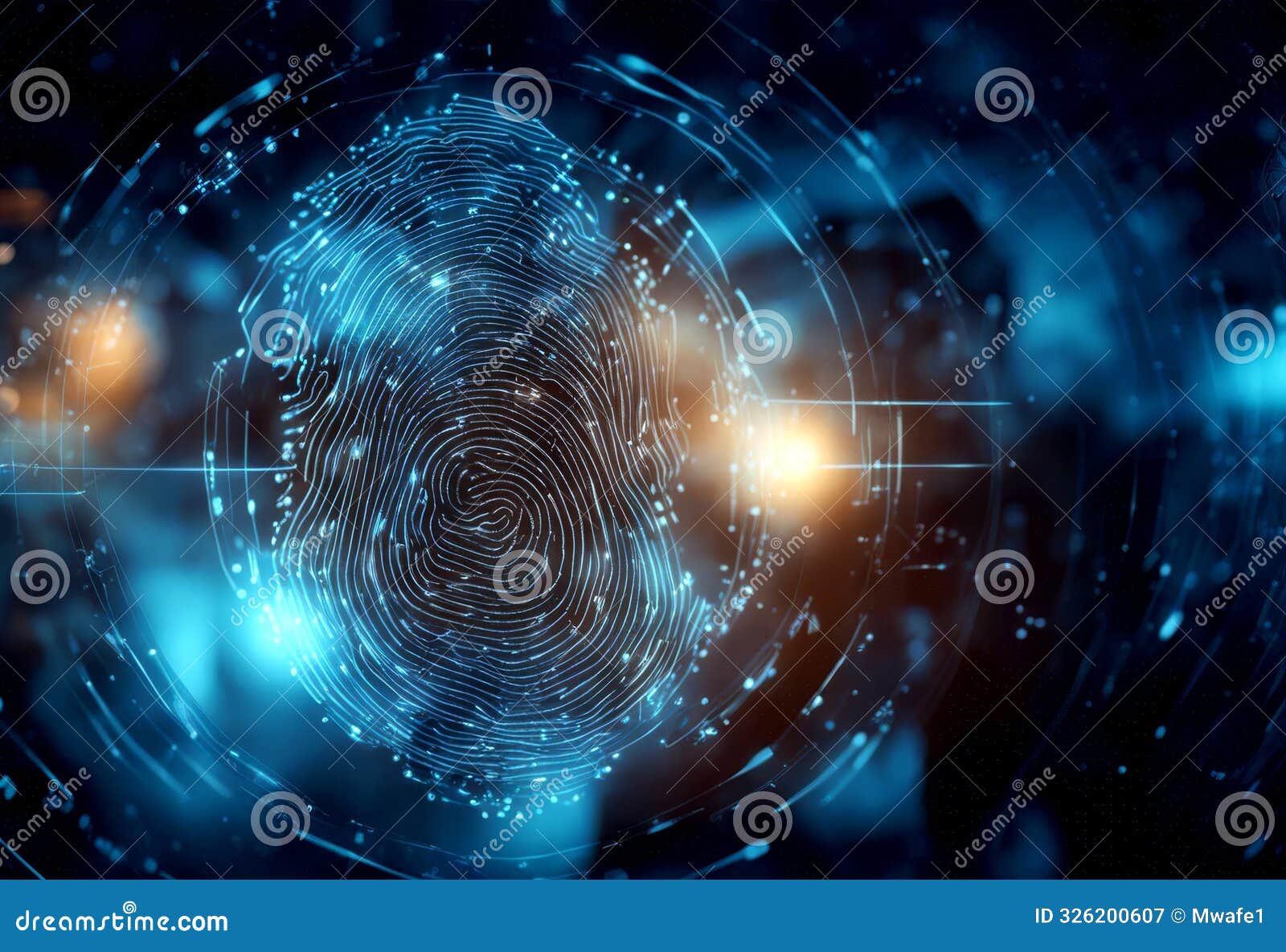 Tech Bokeh Biometrics Modern Blue Lights Progress Scan System Network ...