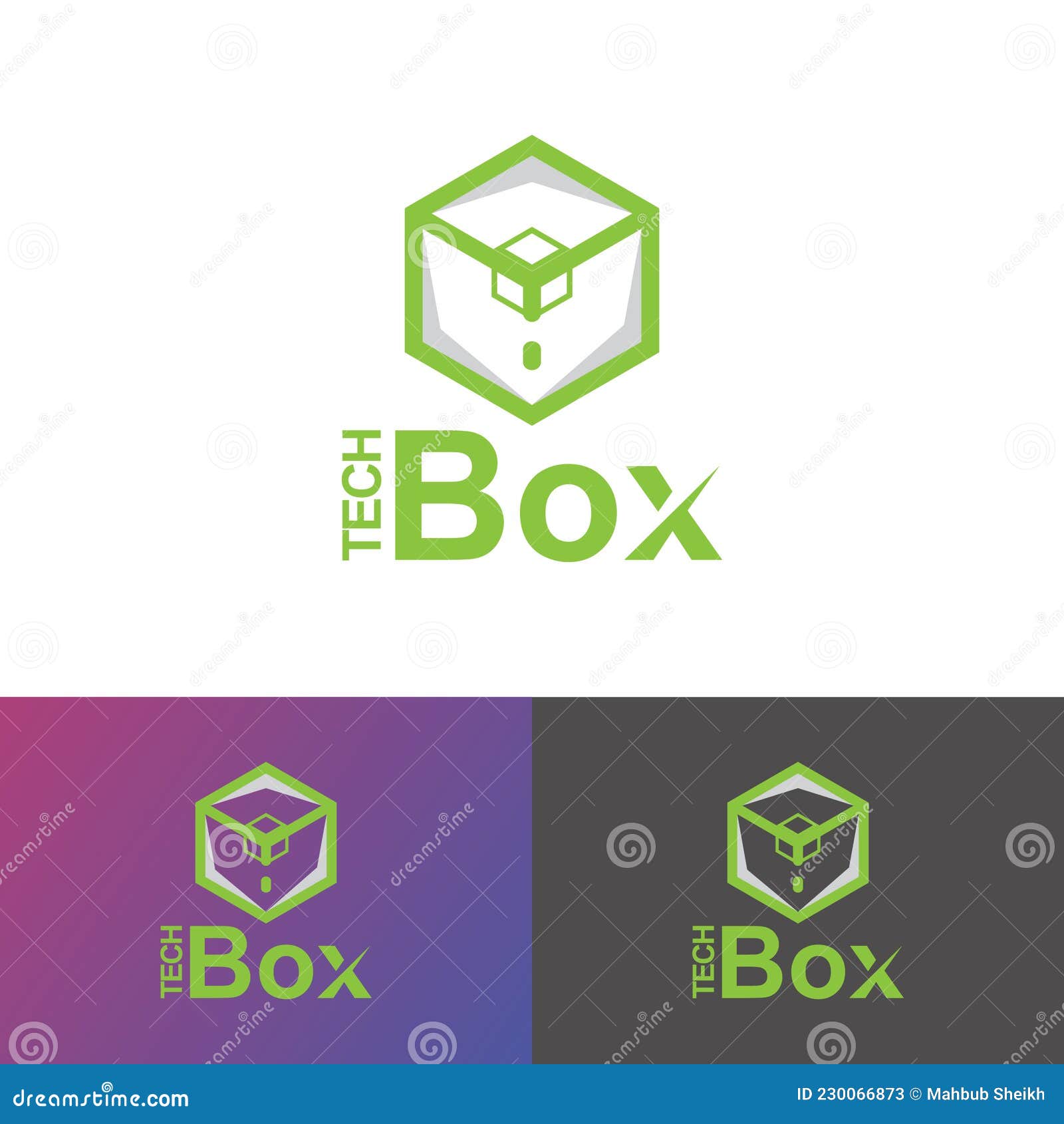 Tech Box Logo Design Template-Cube Box Hexagon Technology. Stock Vector ...