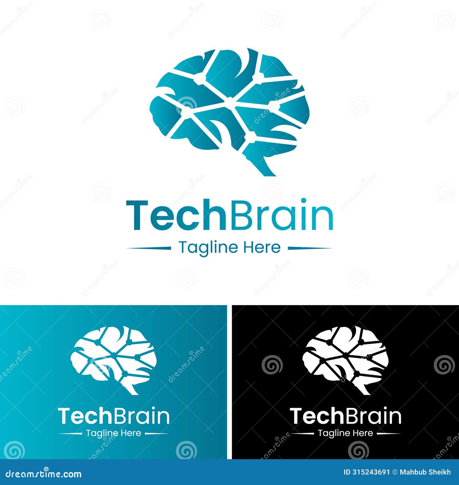 Tech Brain Logo Design. stock vector. Illustration of cyberspace ...