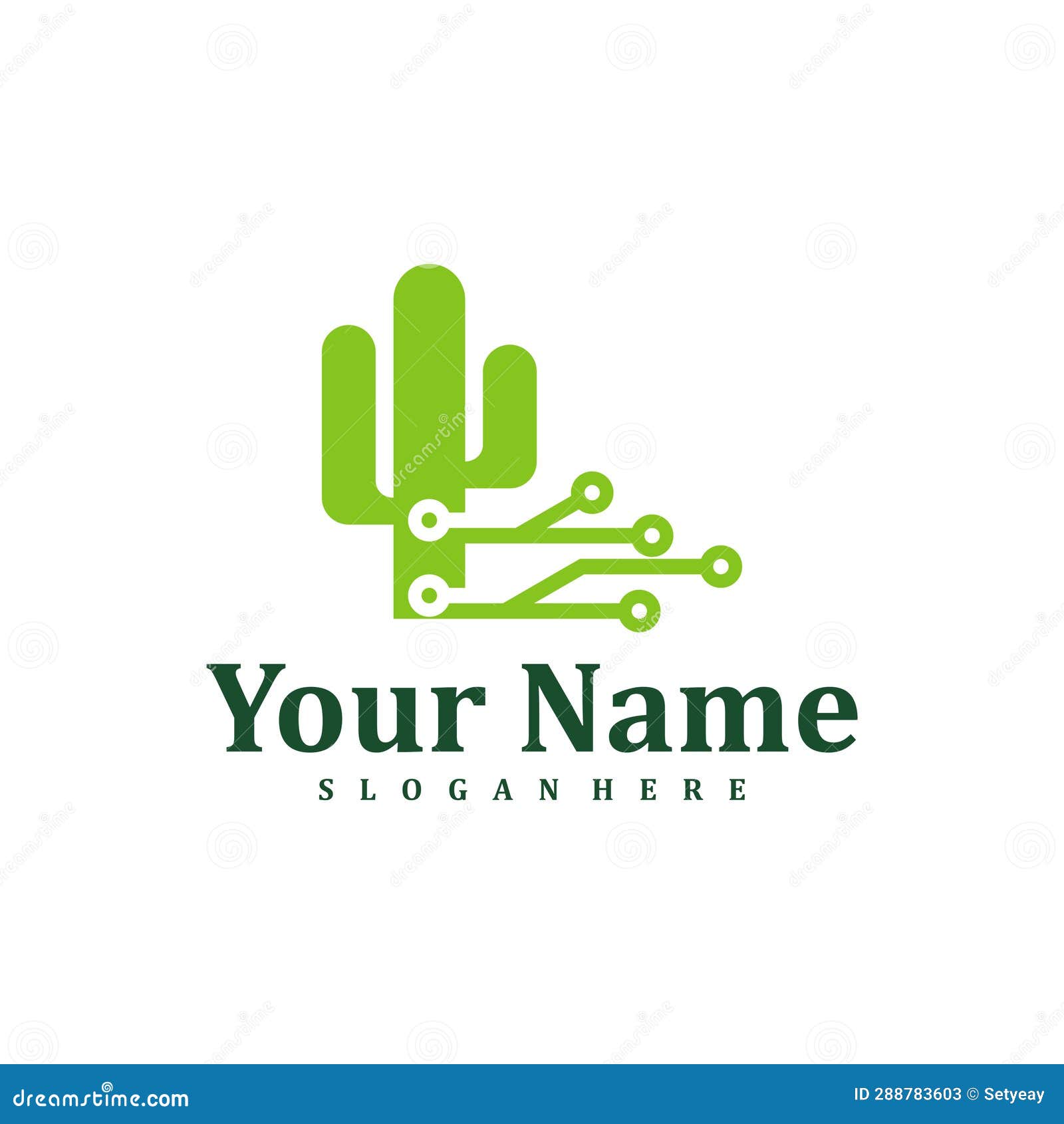 Tech Cactus Logo Design Template. Creative Cactus Logo Vector ...