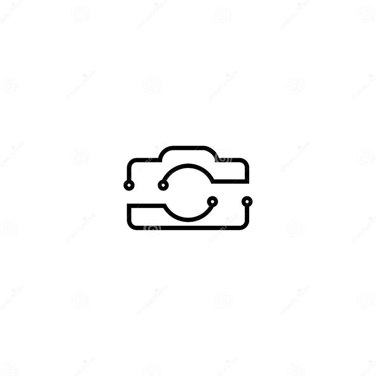 Tech Camera Logo Design Isolated on White Background Stock Illustration ...