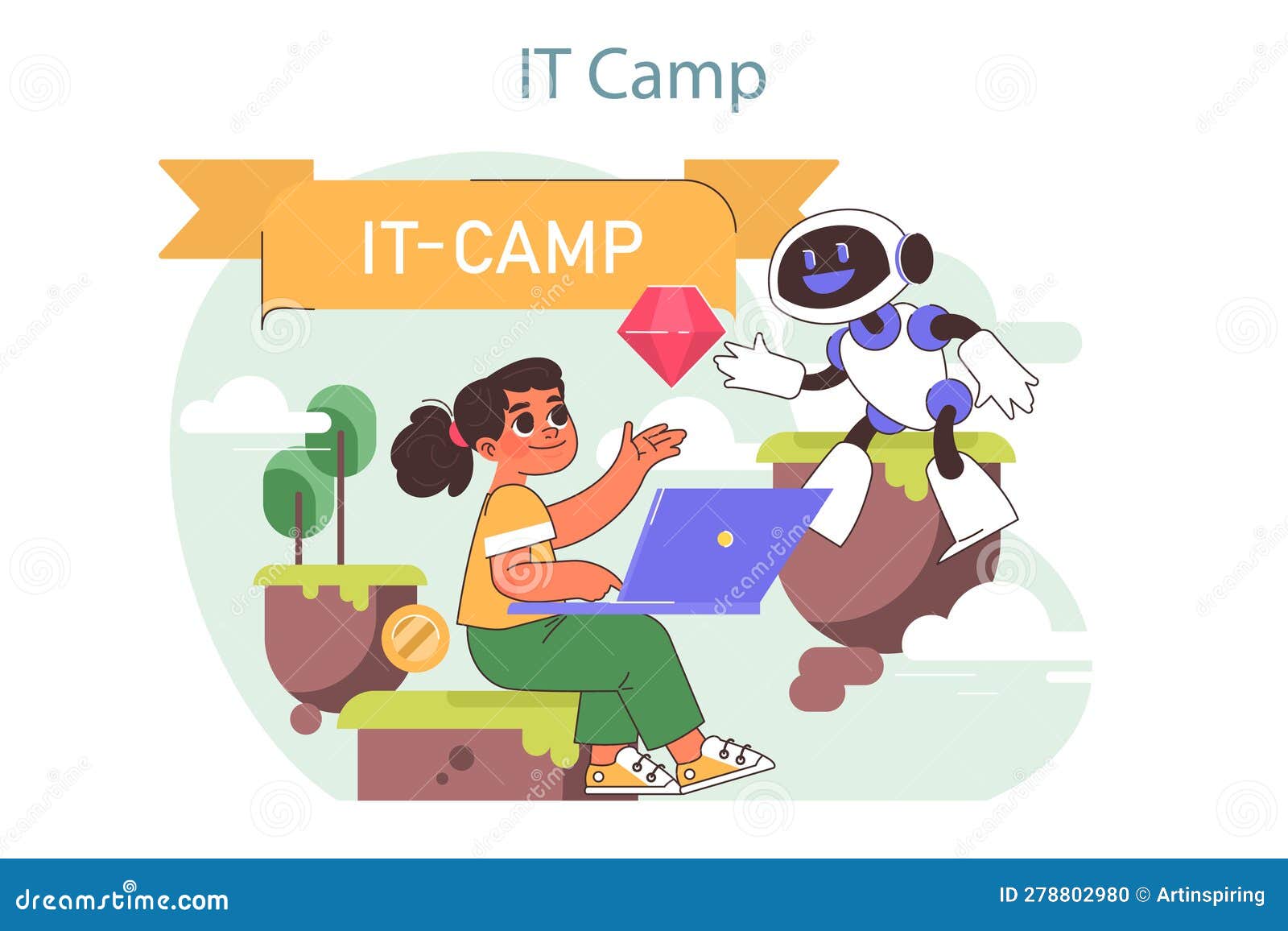 Tech Camp for Children. Computer Science, AI, VR Technologies Stock ...