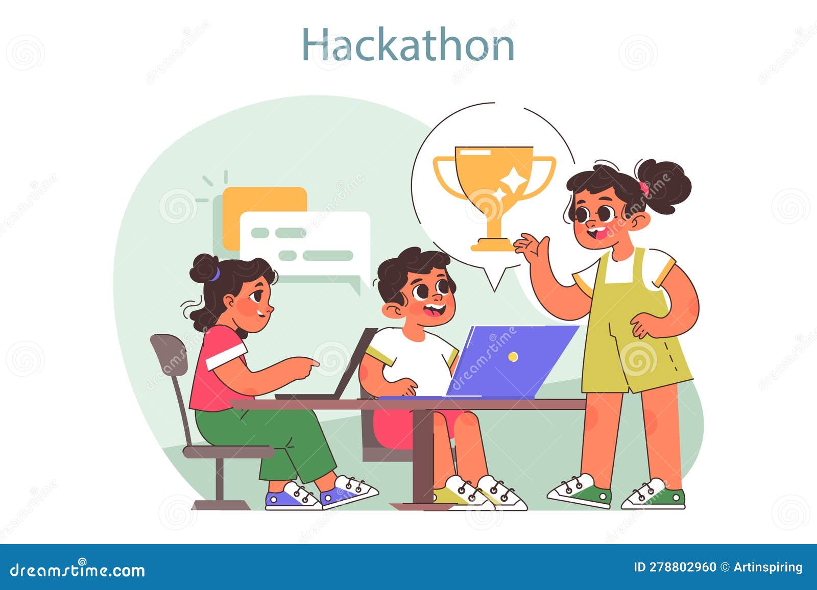 Tech Camp For Children. Student Presenting Her Project At Whiteboard ...