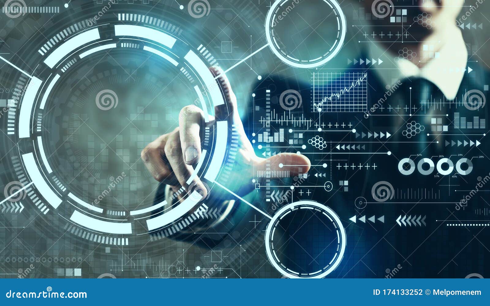Tech Circle with Businessman Stock Photo - Image of display, networking ...