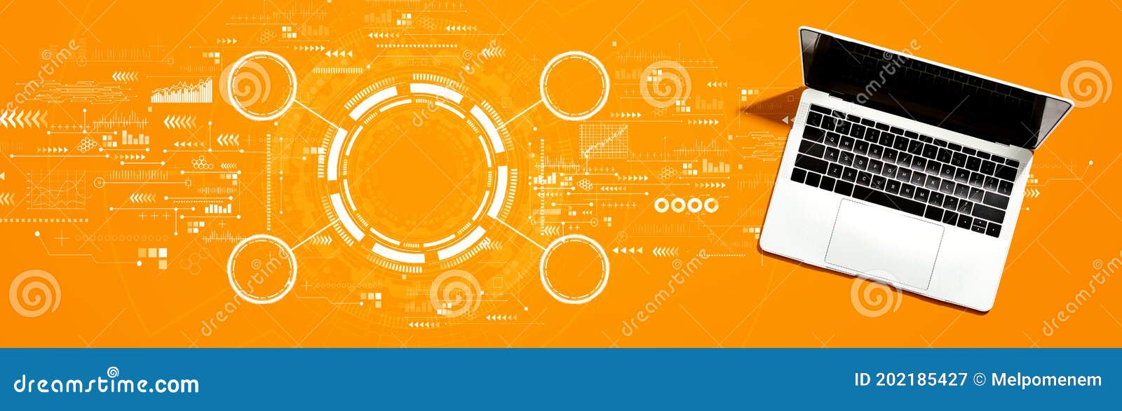 Tech Circle with a Laptop Computer Stock Image - Image of media, office ...
