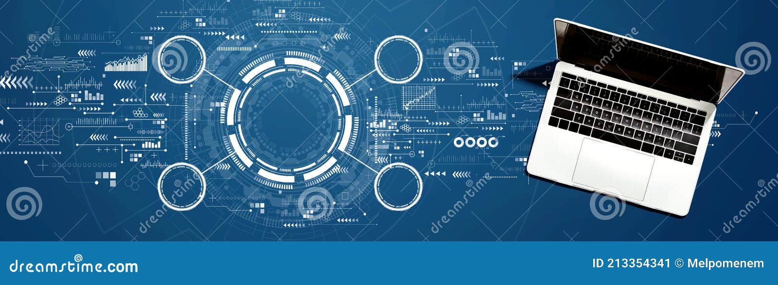 Tech Circle with a Laptop Computer Stock Image - Image of computer ...