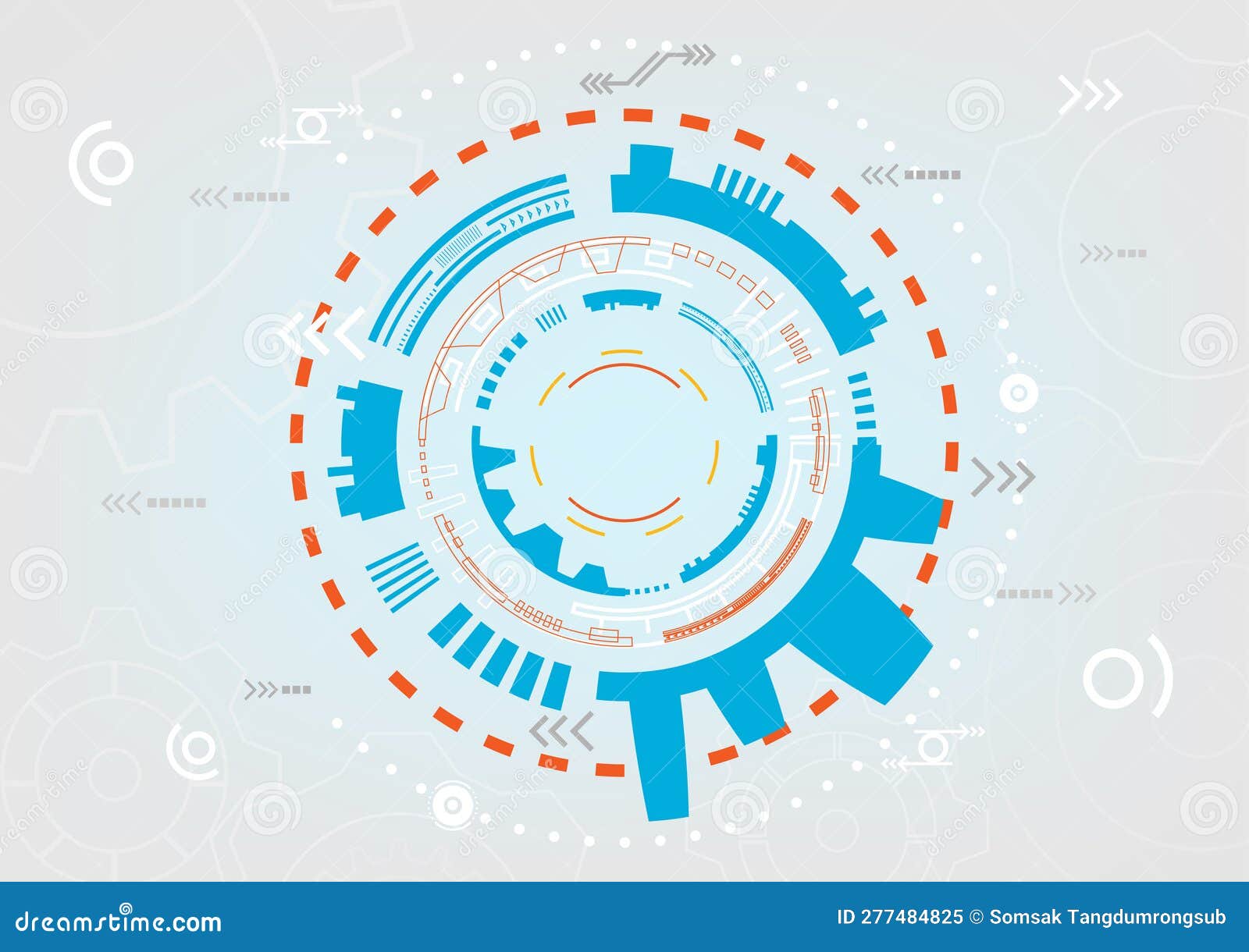 Tech Circle Minimal Red, Orange, Blue, Abstract Background Stock Vector ...