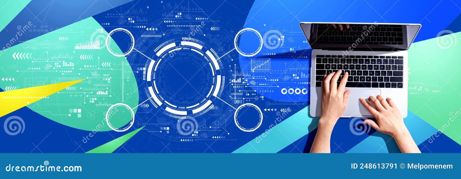 Tech Circle with Person Using a Laptop Stock Image - Image of search ...