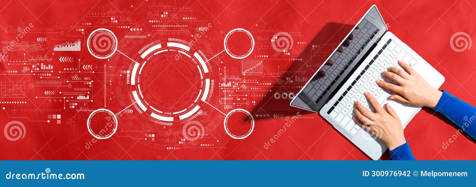 Tech Circle with Person Using a Laptop Stock Photo - Image of flowchart ...