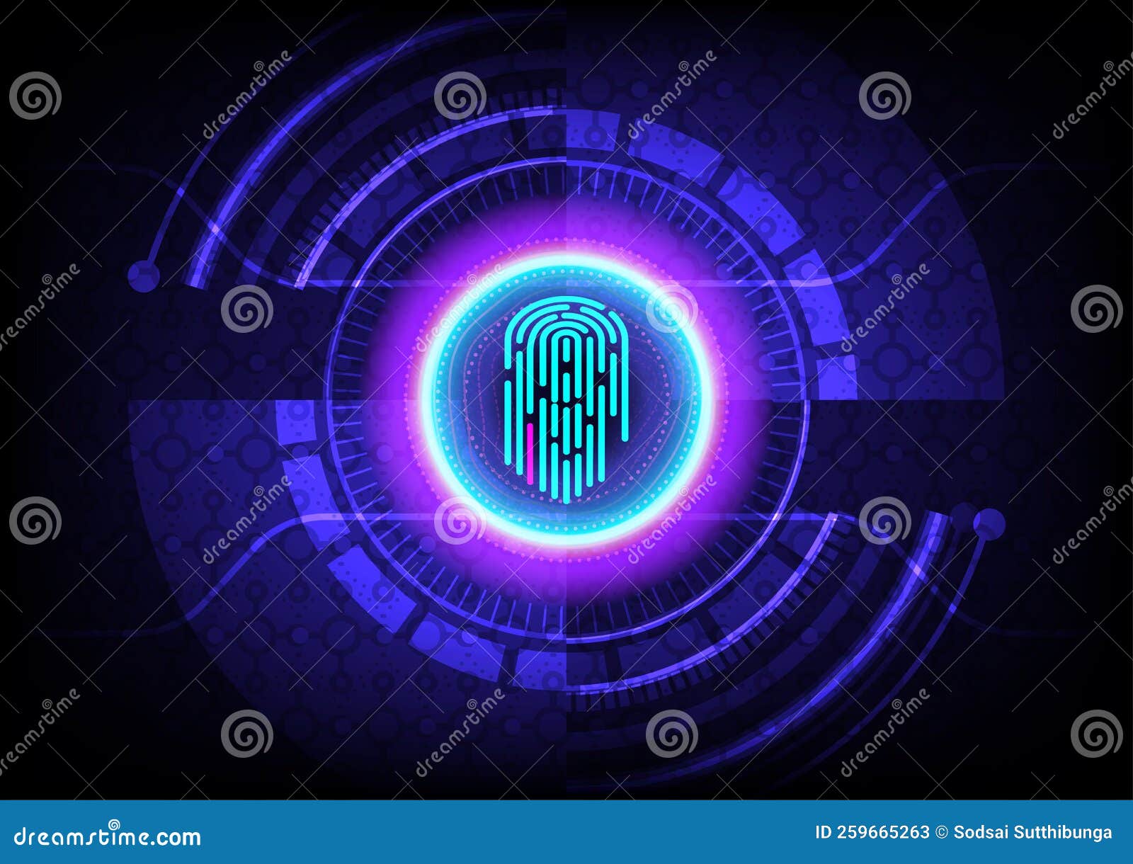 Tech Circle Scan Finger Identity Control Electronic Technology ...