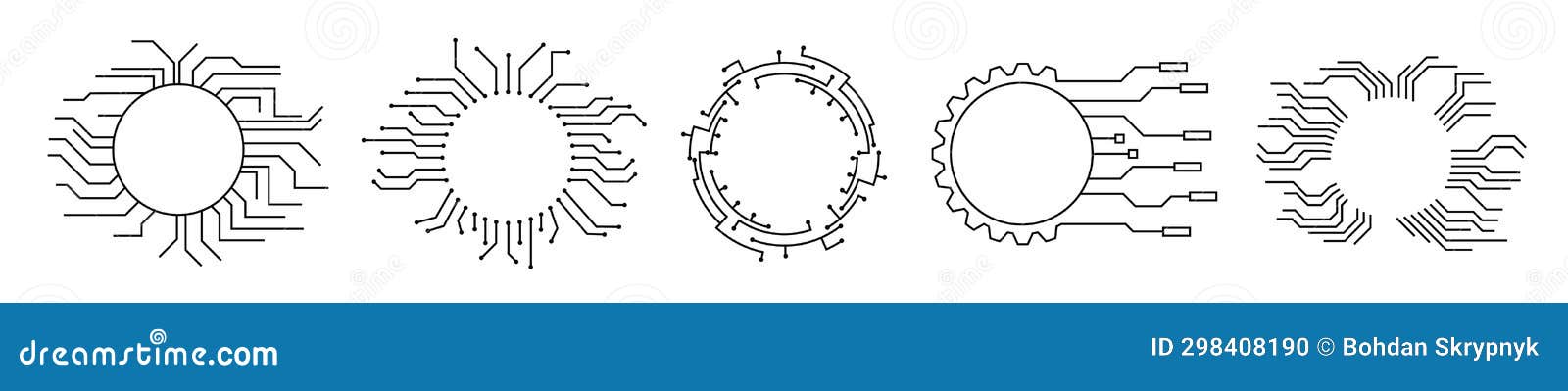Tech Circular Cpu Chip Frame. Digital Ai Deep Learning Futuristic Circle Border Stock Vector ...