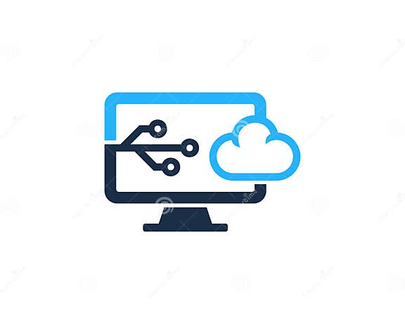 Tech Cloud Computer Icon Logo Design Element Stock Vector ...