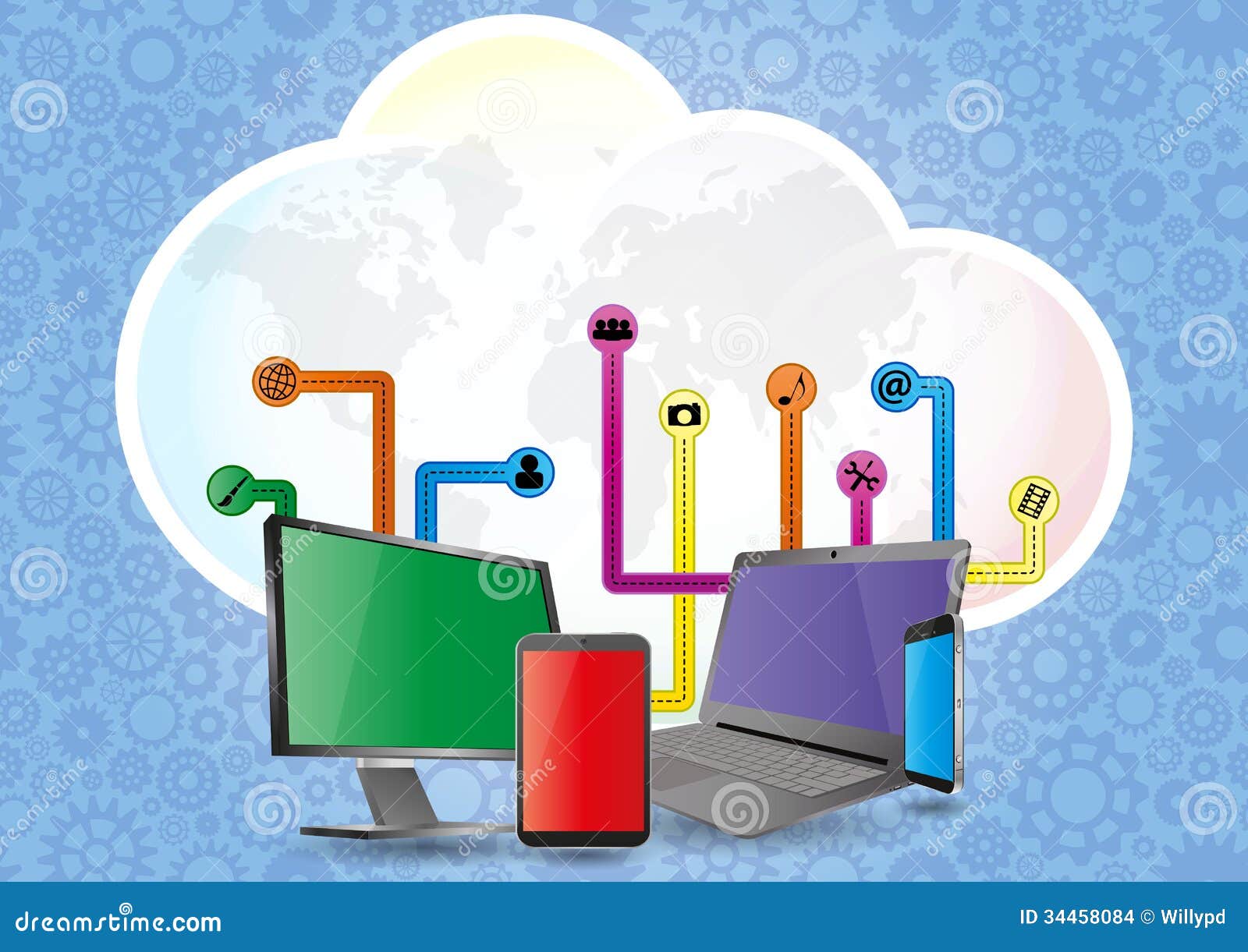 Tech cloud stock vector. Illustration of media, connection - 34458084