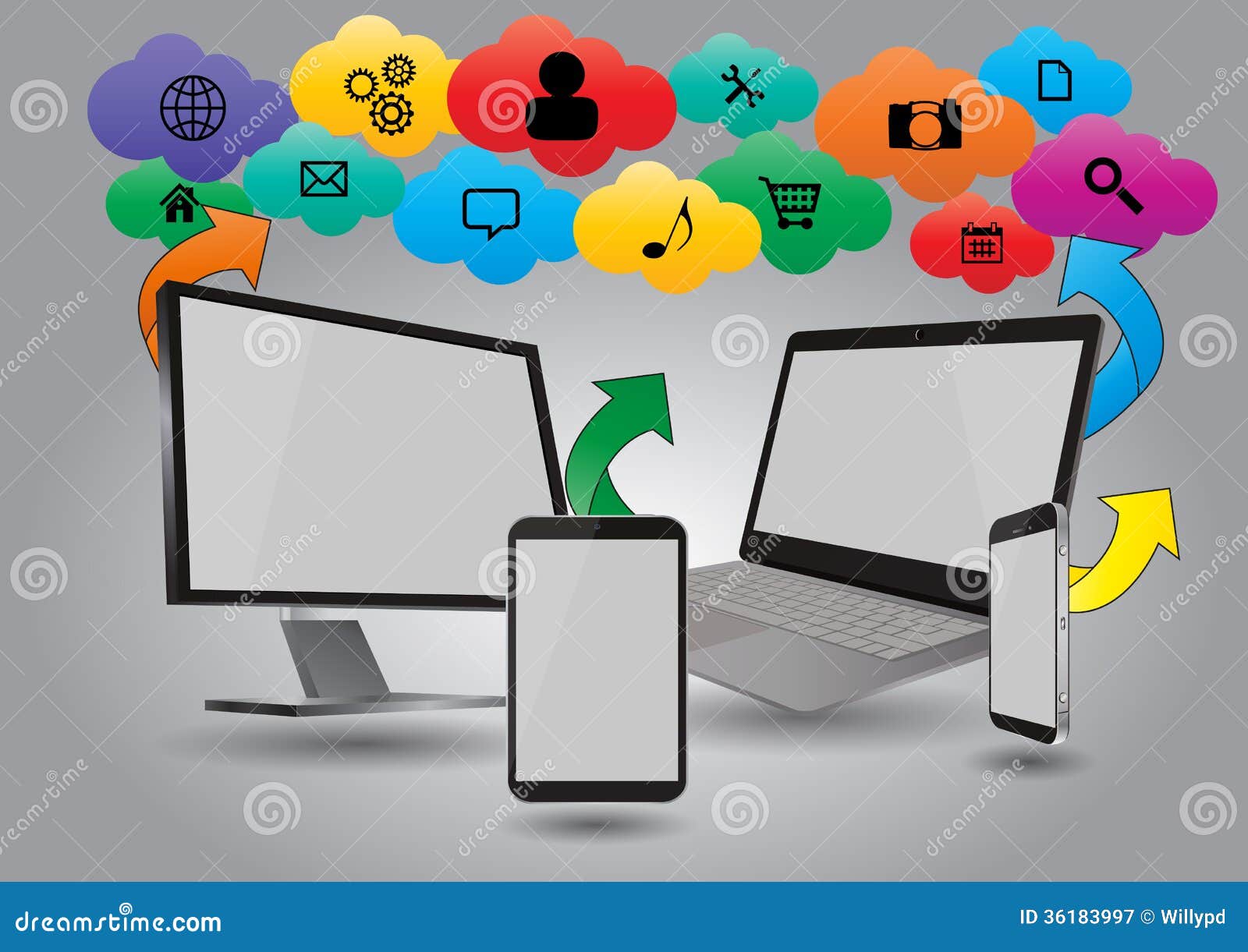 Tech cloud stock vector. Illustration of laptop, cellular - 36183997