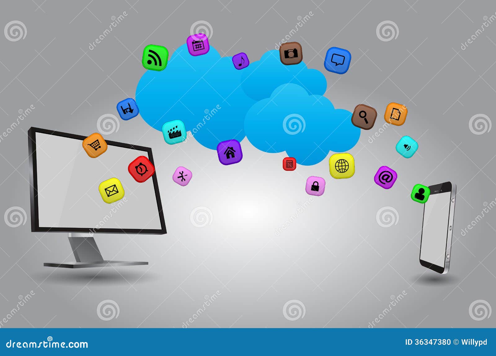 Tech cloud stock illustration. Illustration of digital - 36347380