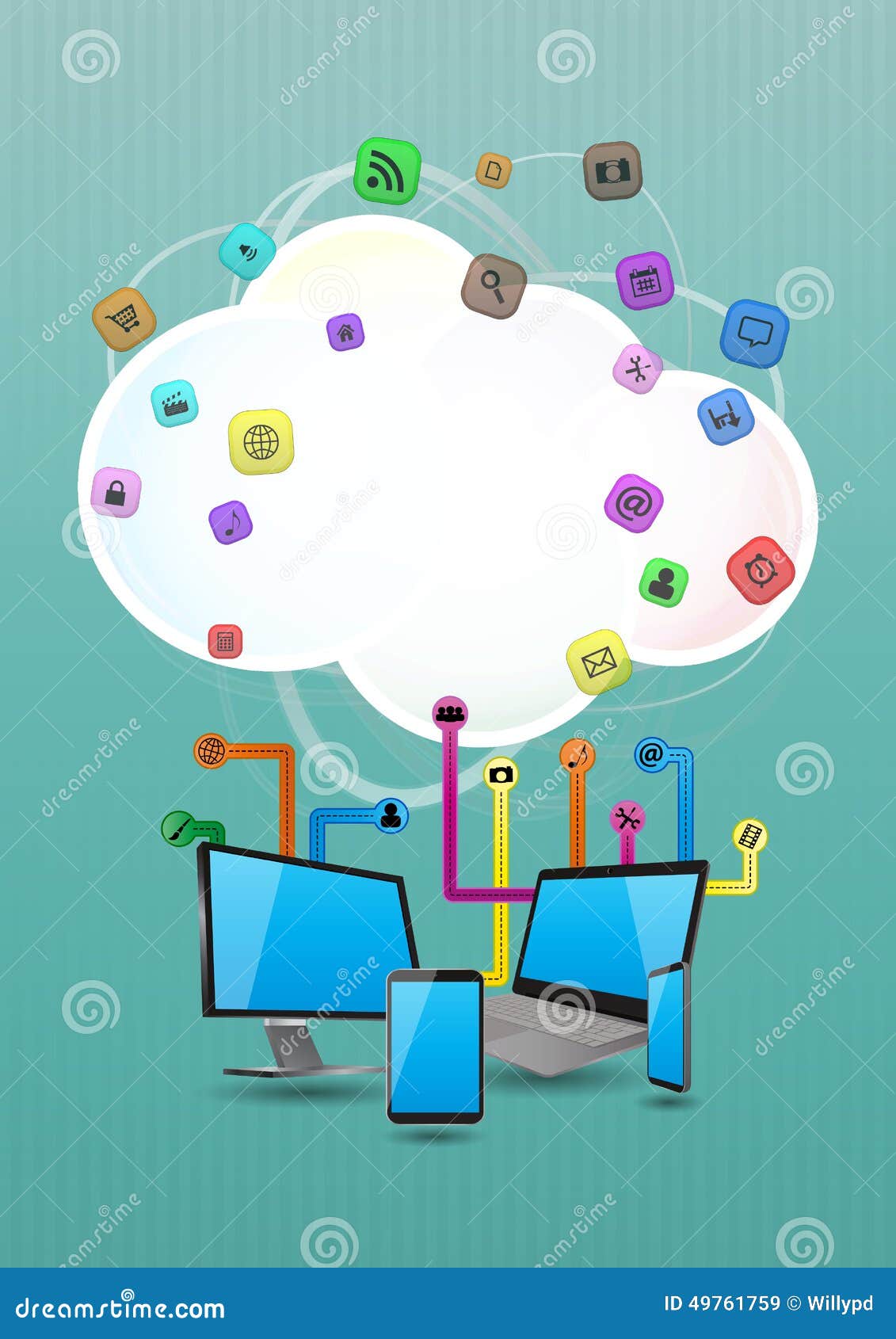 Tech cloud stock illustration. Illustration of cellular - 49761759