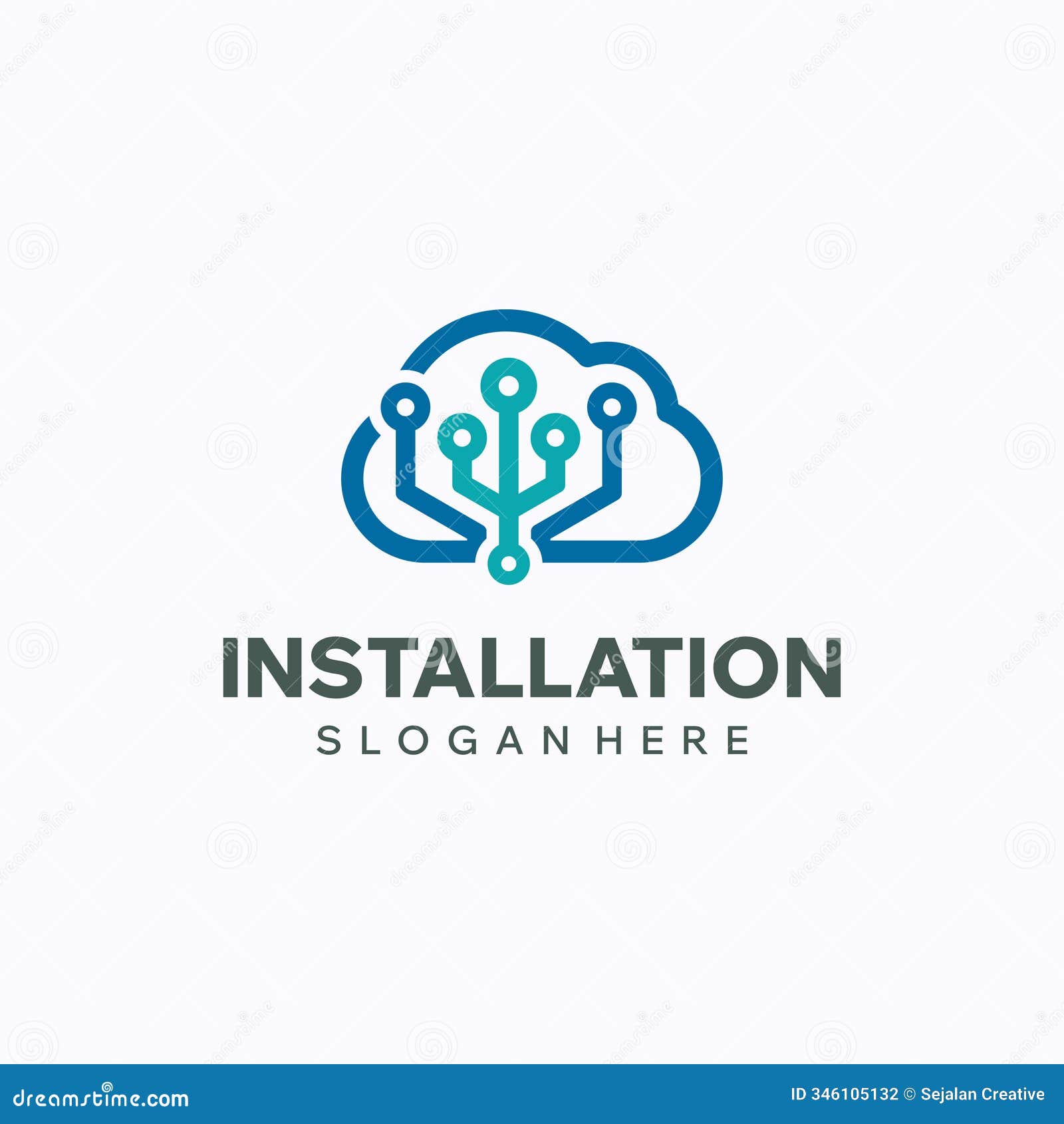 Tech Cloud Network Line Logo Stock Vector - Illustration of corporate ...