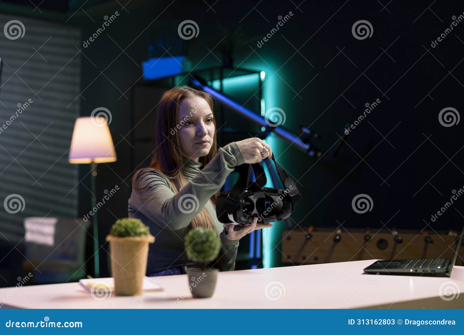 Tech Content Creator Filming Technology Review of Newly Released VR ...