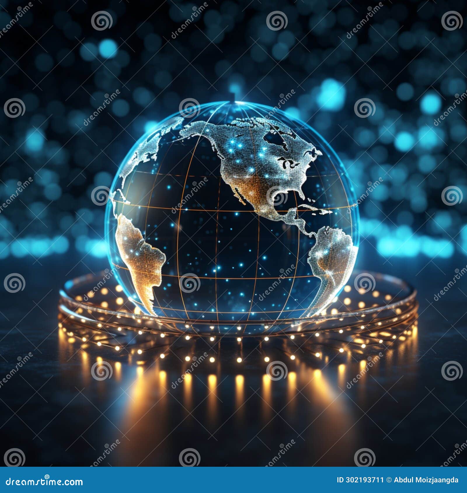 Tech Cosmos Glowing Dots and Lines on Globe, Digital Connectivity Stock ...