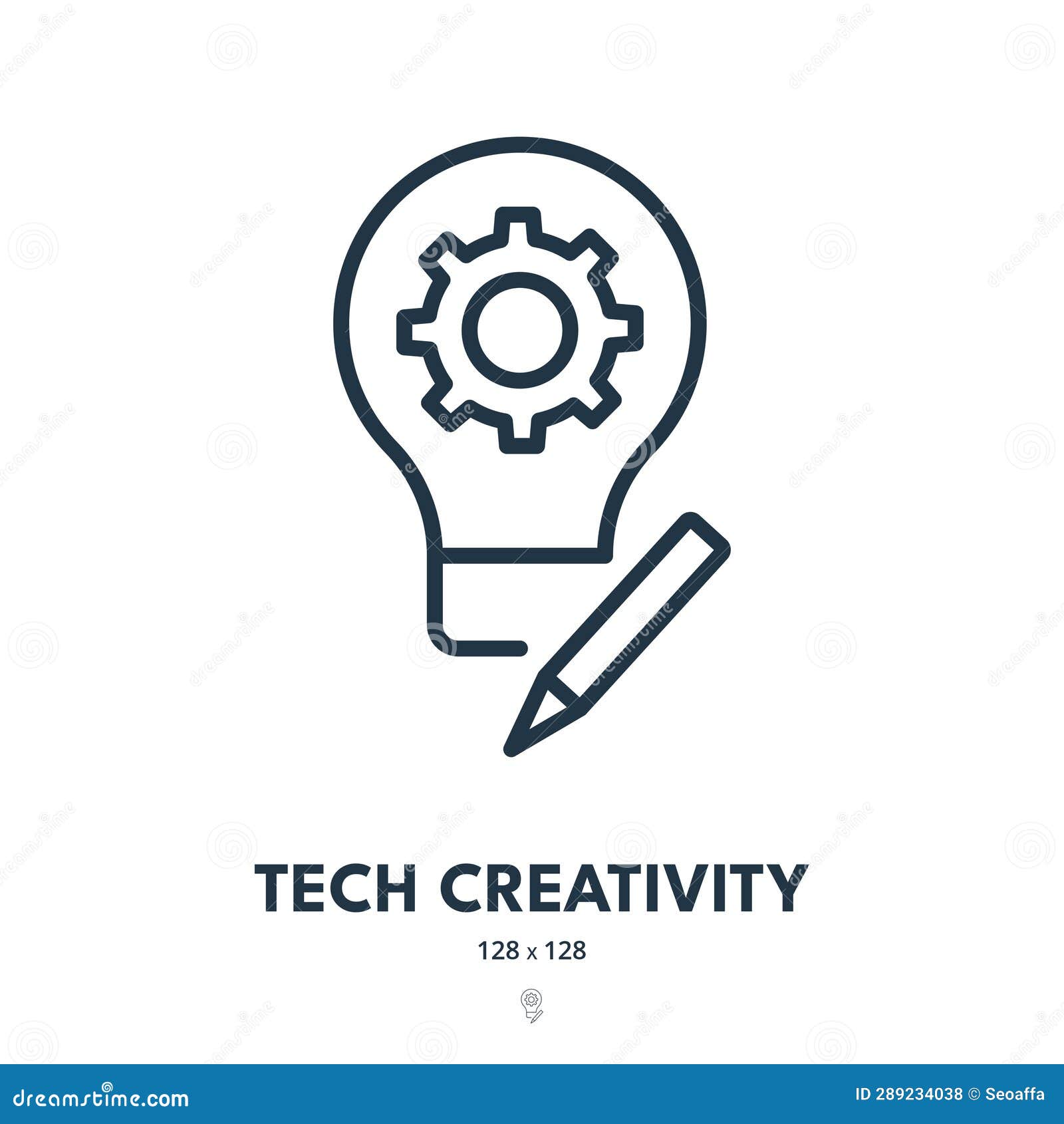 Tech Creativity Icon. Technology, Innovation, Invention. Editable ...