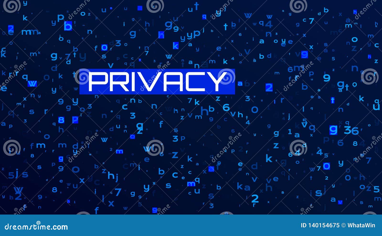 Tech Dark Blue BG with Code. Privacy Concept. Stock Vector ...