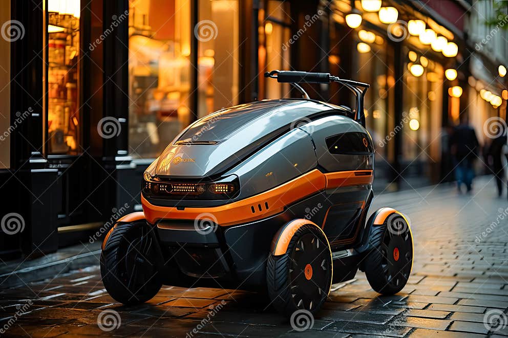 Tech Delivery, Robot Autonomously Navigating the Streets Stock Photo ...
