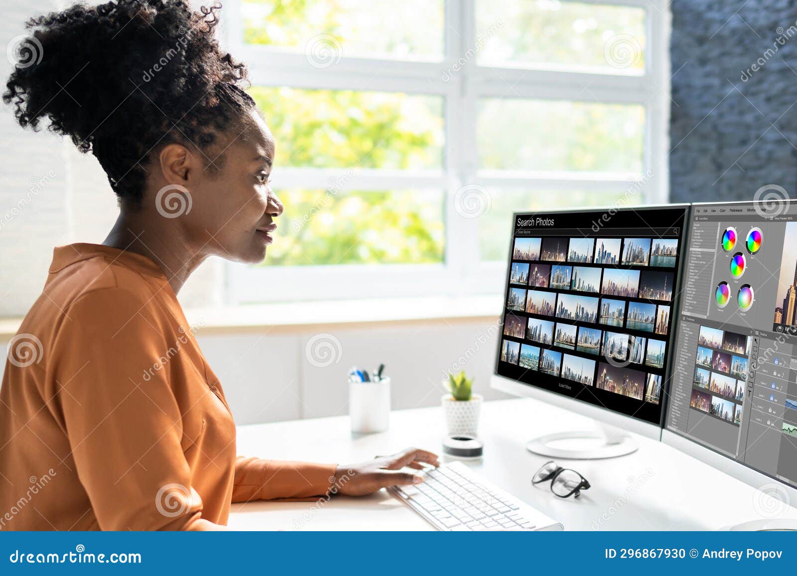 Tech Designer Using Video Editor Stock Photo - Image of software, tech ...