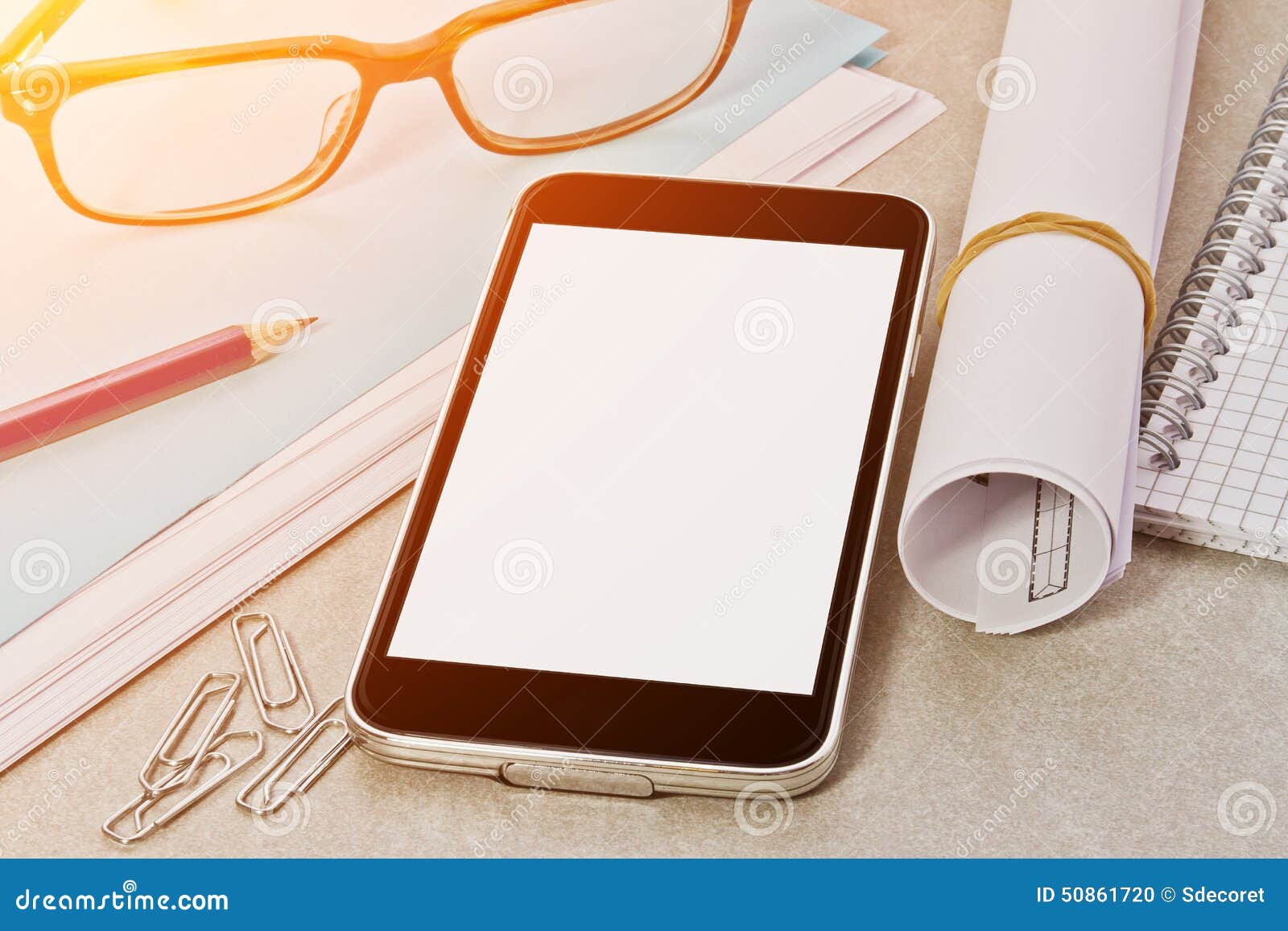 Tech Device Mock Up On Office Background Stock Photography ...
