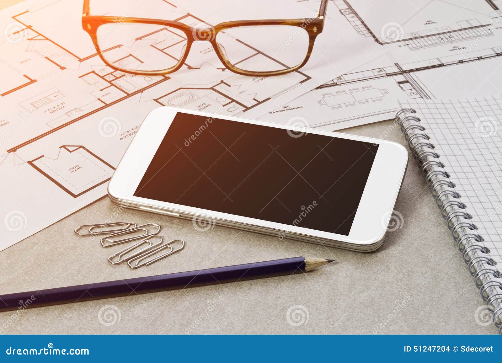 Tech Device Mock Up on Office Background Stock Illustration ...