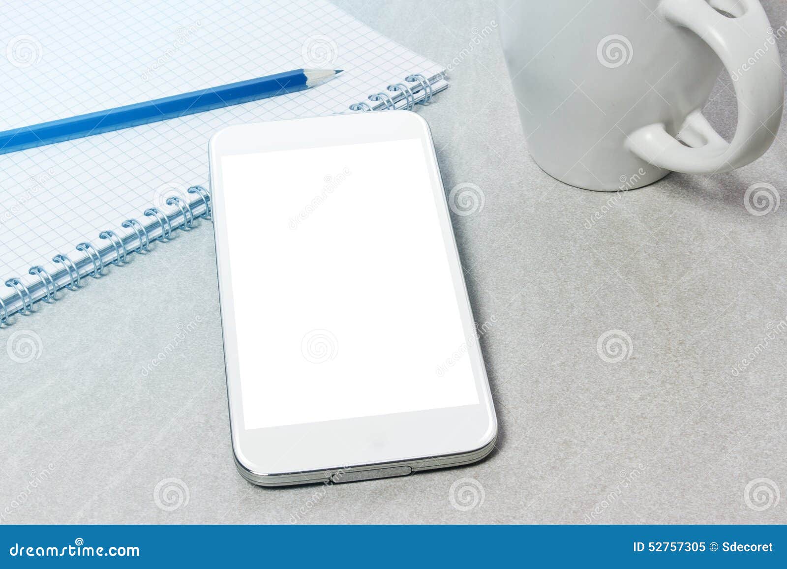 Tech Device Mock Up on Office Background Stock Illustration ...
