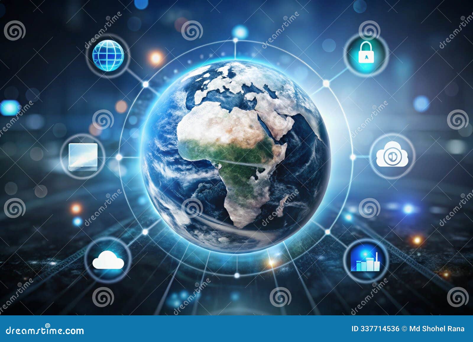 Tech Devices And Icons Connected To Digital Planet Earth Royalty-Free ...