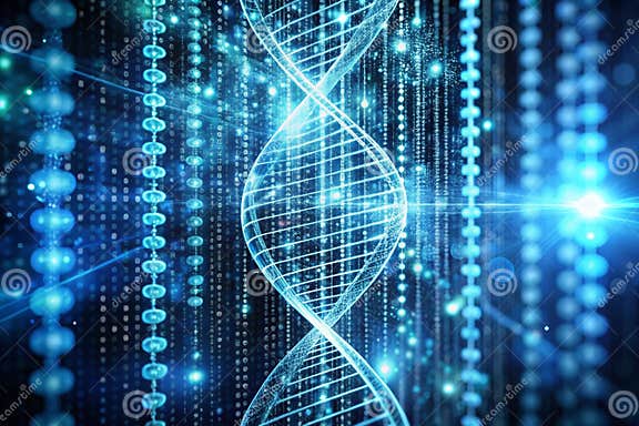 Tech Dna Strand a Glowing Digital Dna Strand Stock Illustration ...