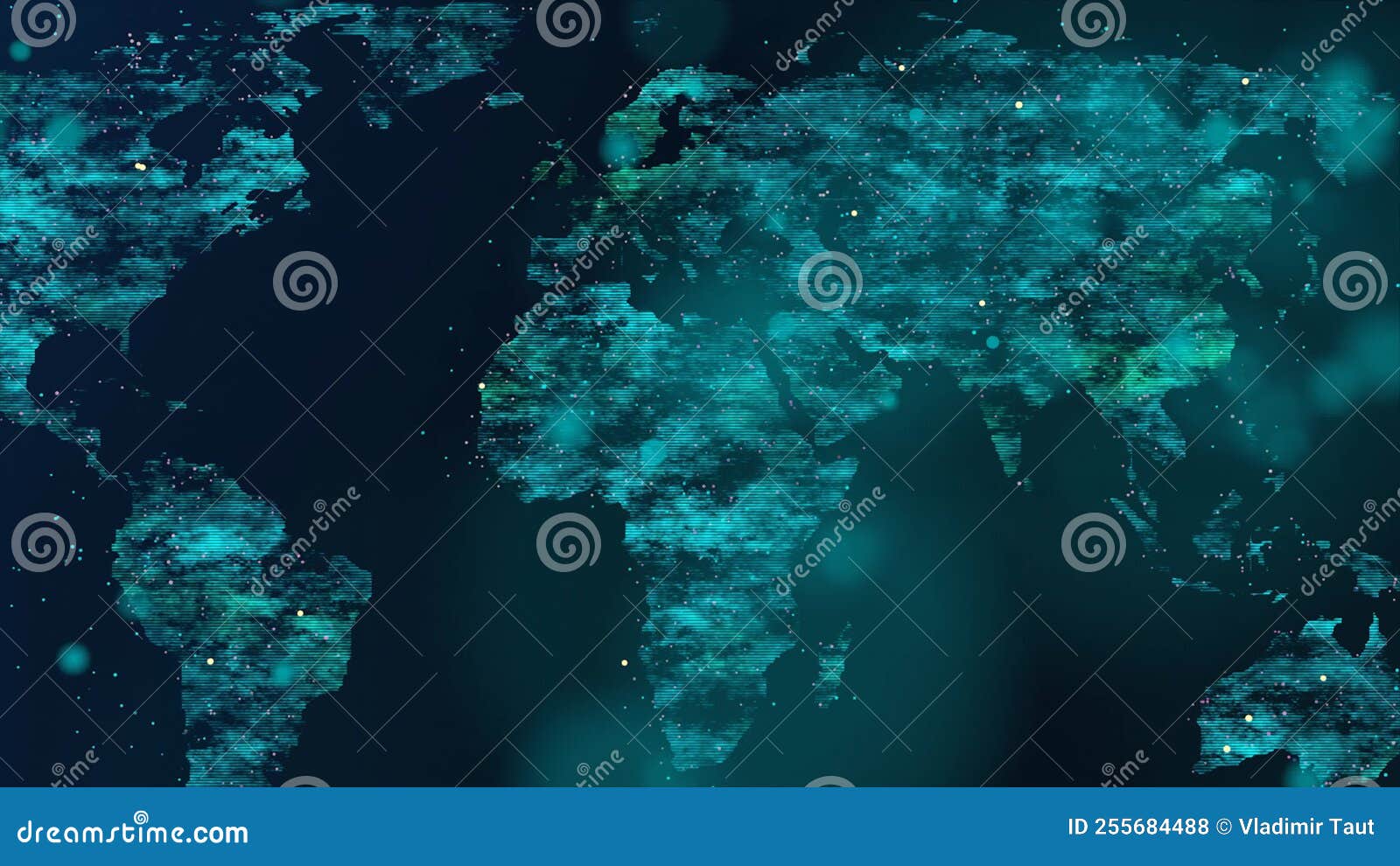 Tech Earth Globalization in 3d Animation. Global Business Dots on ...