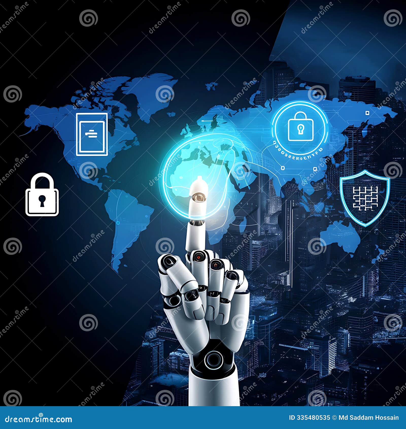 Tech-Empowered Humanity: Bridging Digital and Physical Worlds. Stock ...