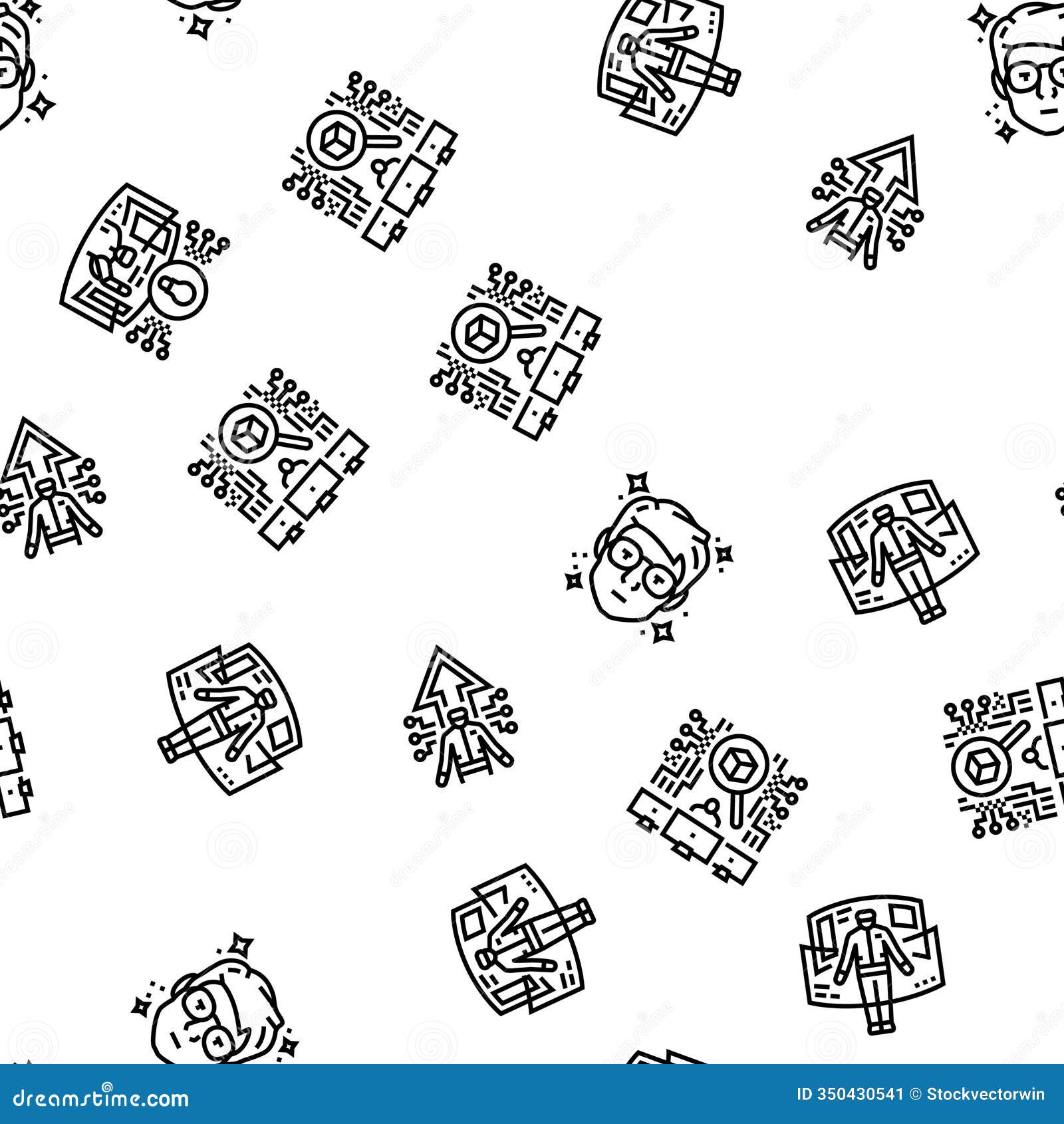 Tech Enthusiast Geek Nerd Man Seamless Pattern Vector Stock ...