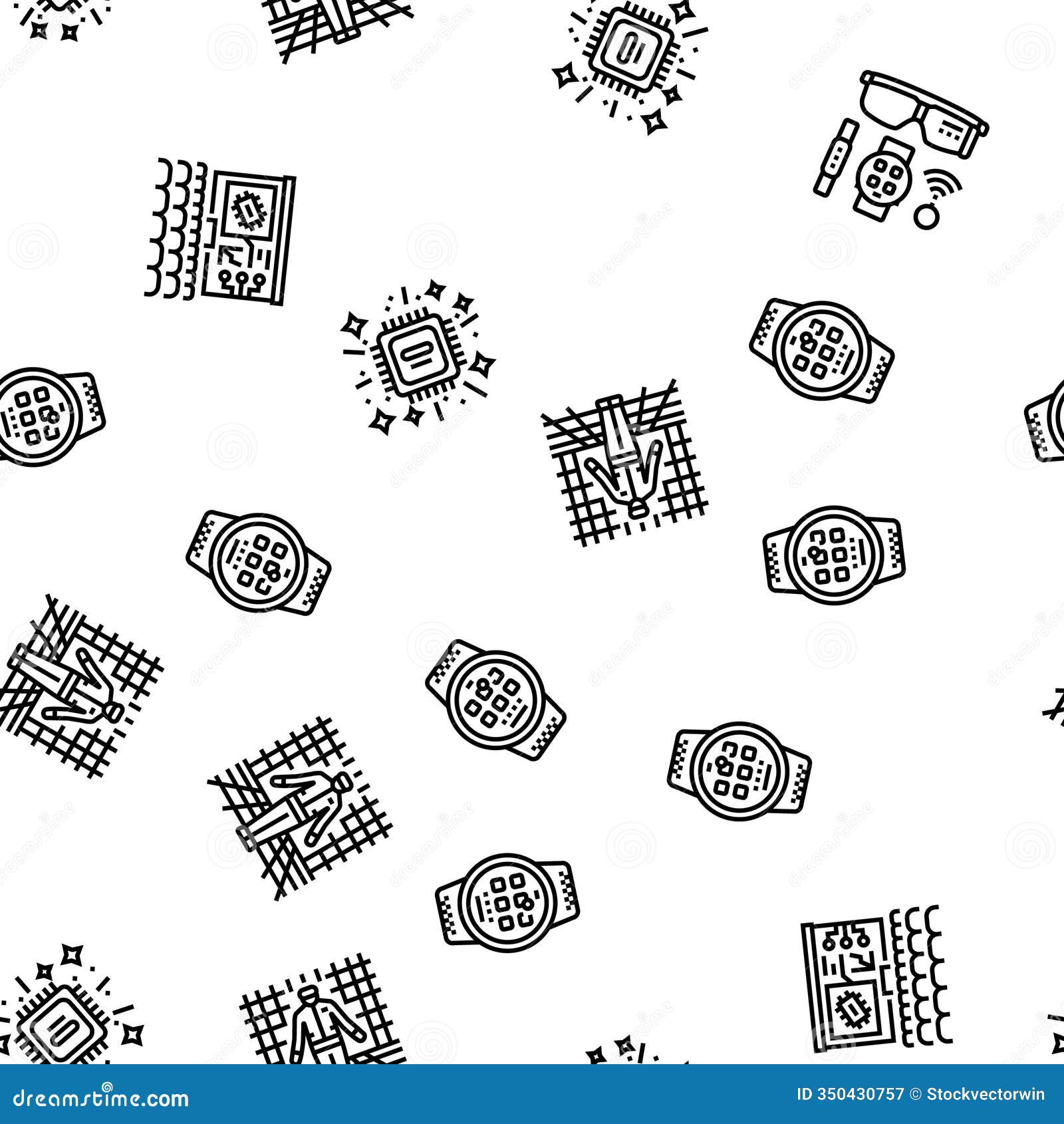 Tech Enthusiast Geek Nerd Man Seamless Pattern Vector Stock ...