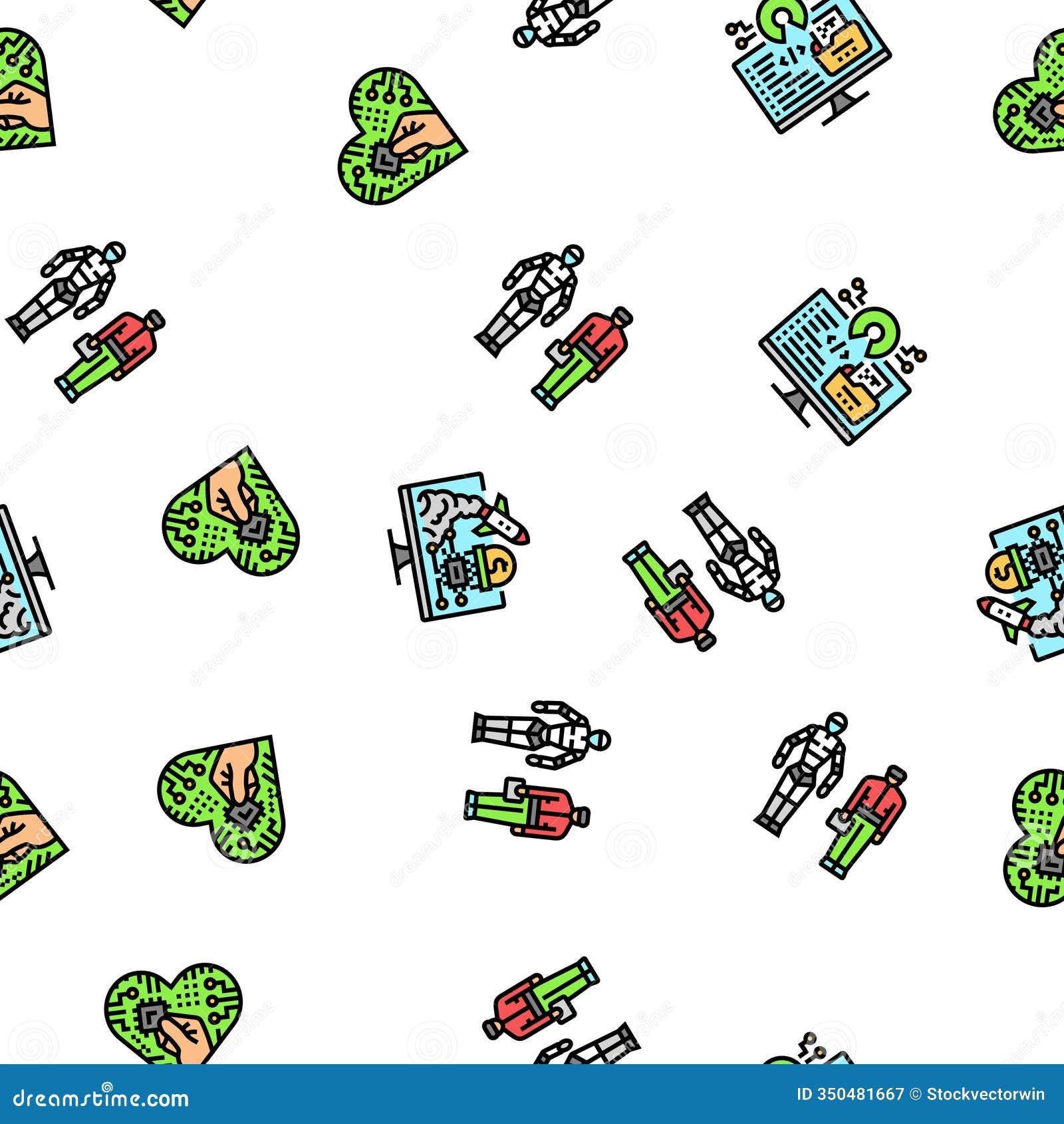 Tech Enthusiast Geek Nerd Man Seamless Pattern Vector Stock ...