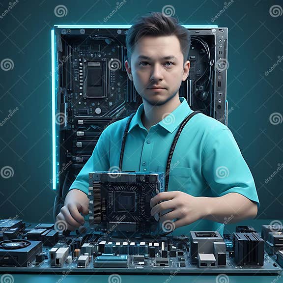 Tech Expert Building Custom Pc Computer System Stock Illustration - Illustration of building ...