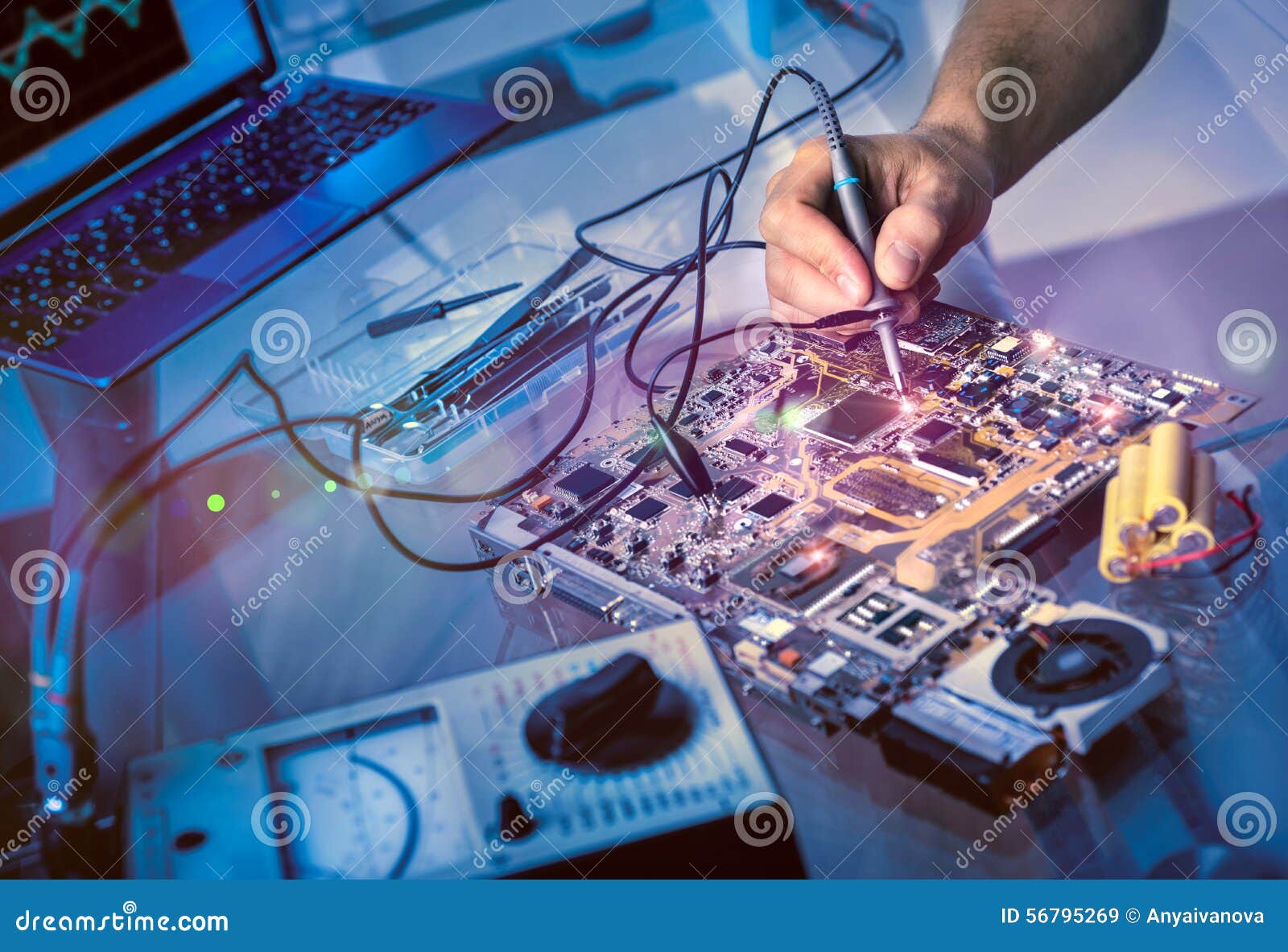 Tech Fixes Motherboard in Service Center Stock Image - Image of ...