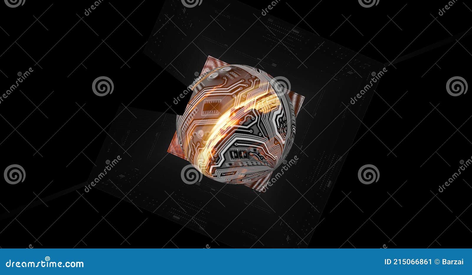 Tech futuristic cube. stock illustration. Illustration of chain - 215066861