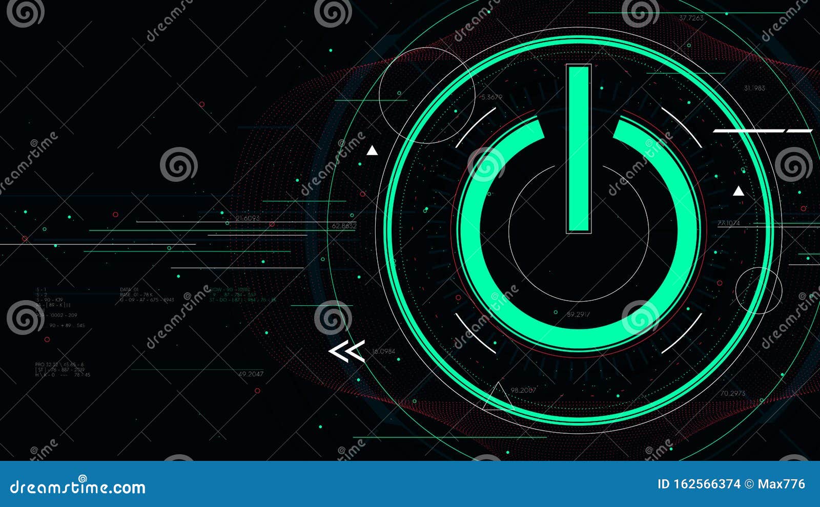 Tech Futuristic Technology Background with Power Button, Start Icon Sci ...