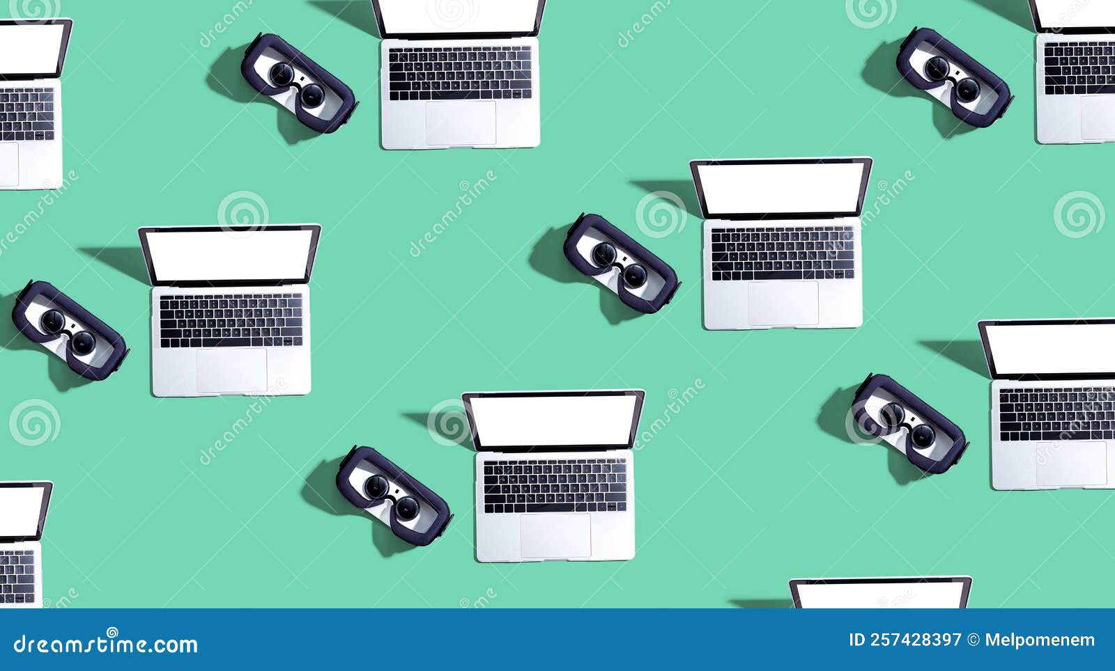 Tech Gear Theme with Vr Headset and a Laptop Stock Image - Image of ...