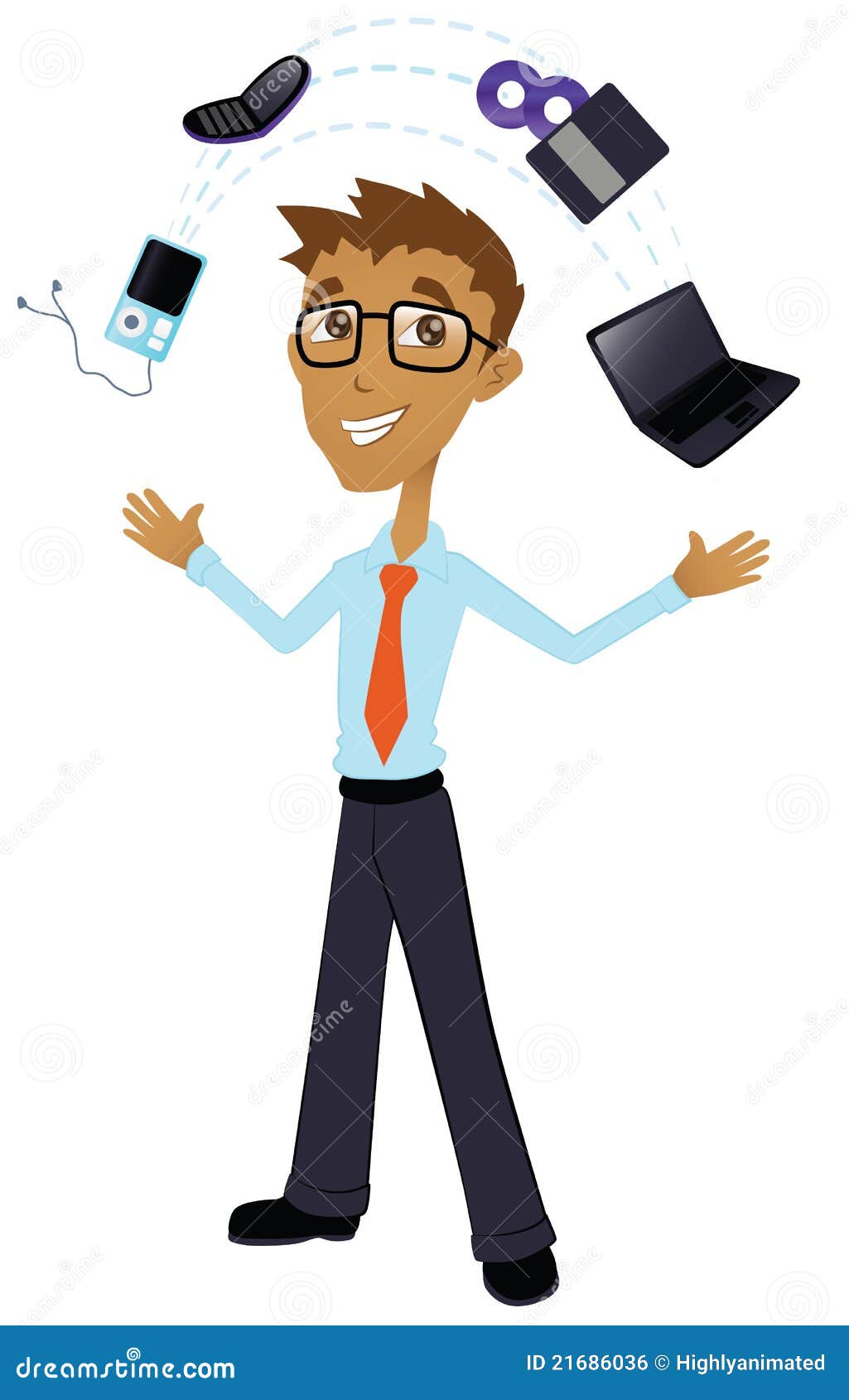 Tech Geek with Electronics stock illustration. Illustration of save ...