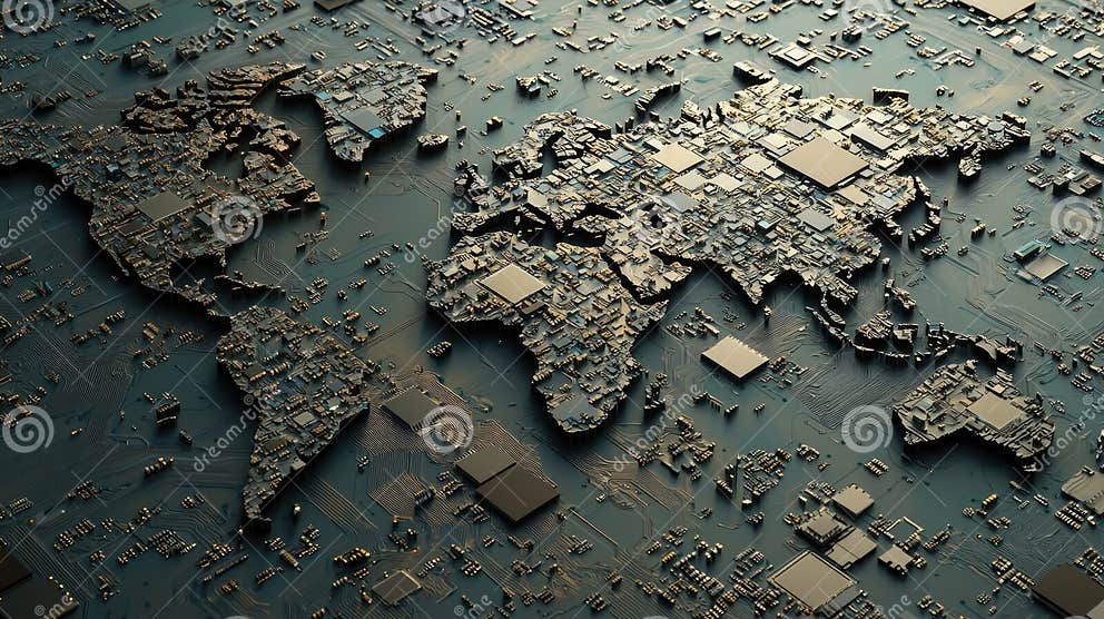 Tech Geography: World Map Crafted from Microchips, Global ...