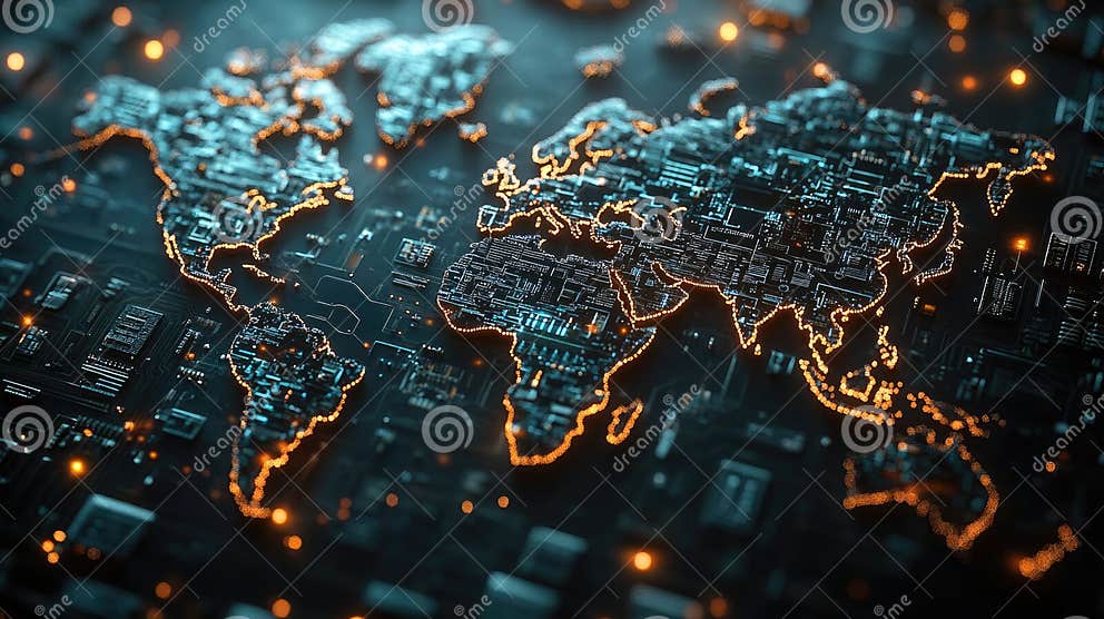 Tech Geography: World Map Crafted from Microchips, Global ...