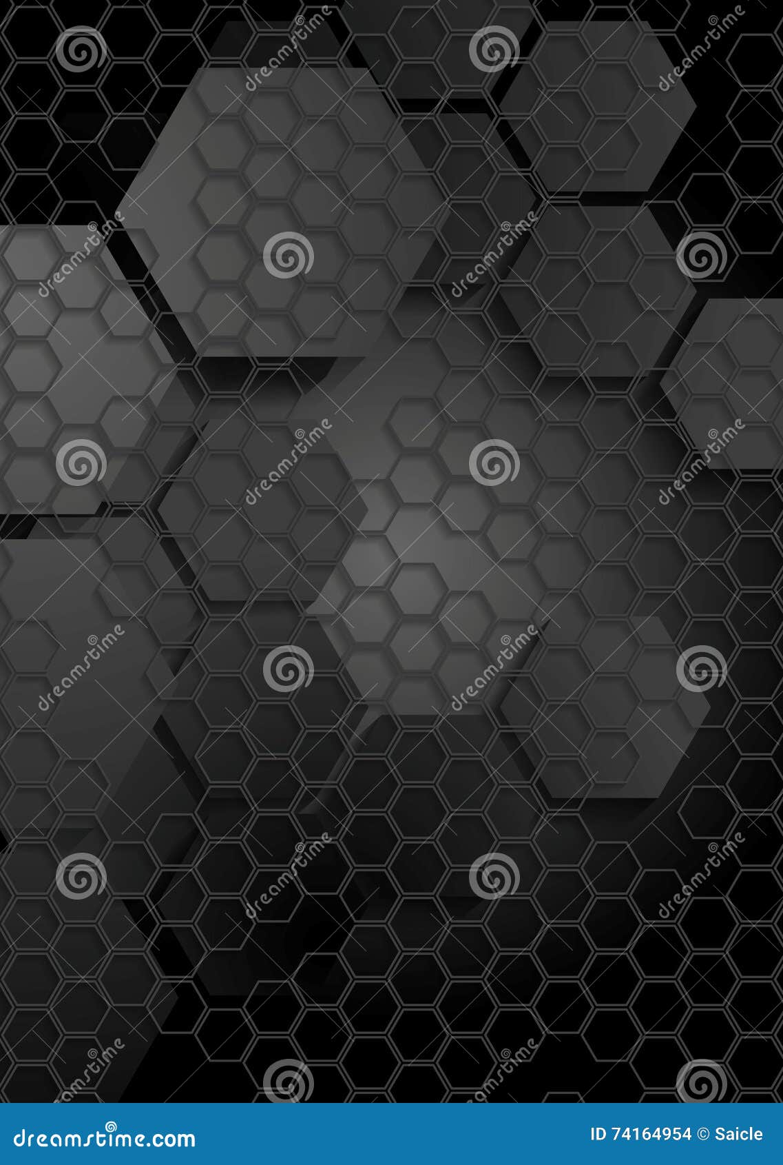 Tech Geometric Black Background with Hexagon Texture Stock Vector ...