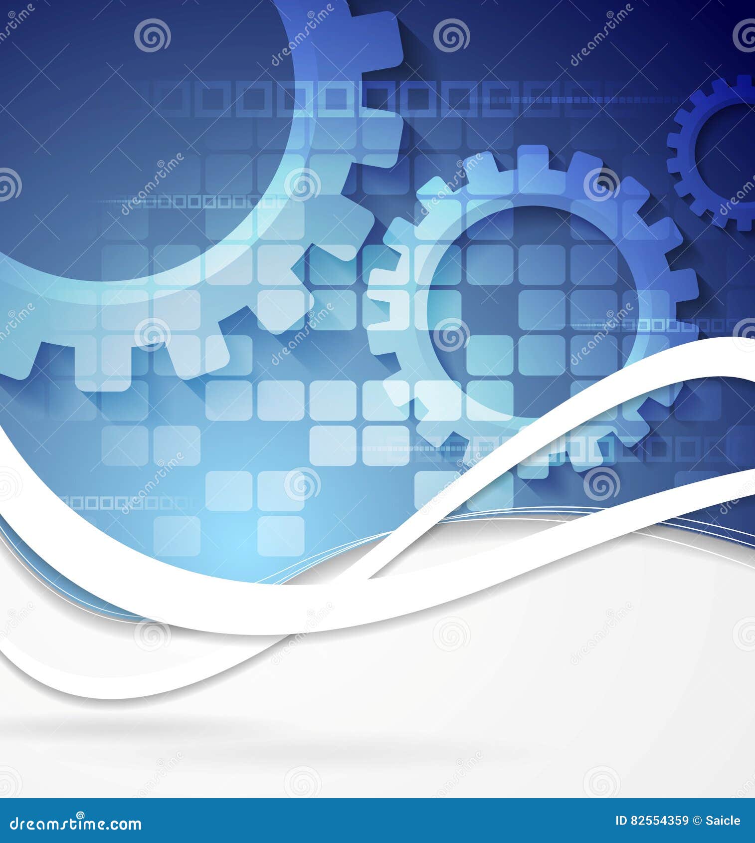 Tech Geometric Wavy Blue Vector Background Stock Vector - Illustration ...