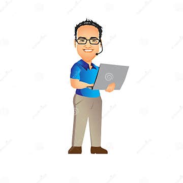 Tech Guy Nerd Vector Illustration Stock Vector - Illustration of device ...