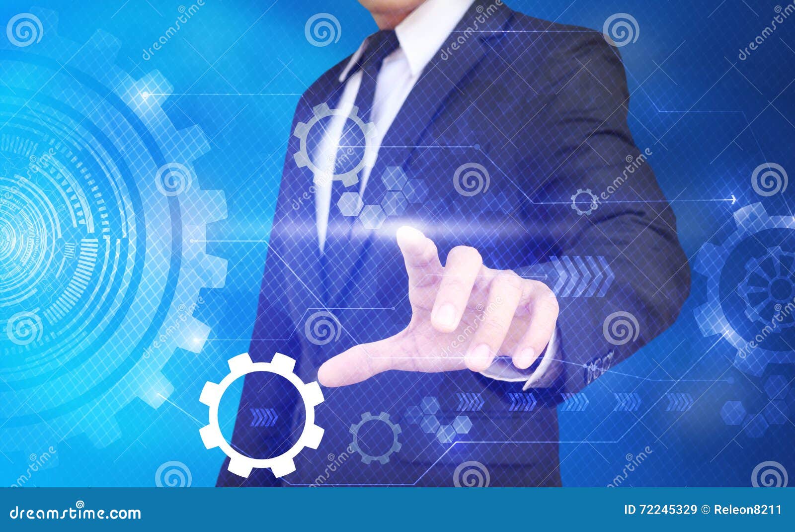 Tech Guy Pressing High Technology. Stock Image - Image of concept ...