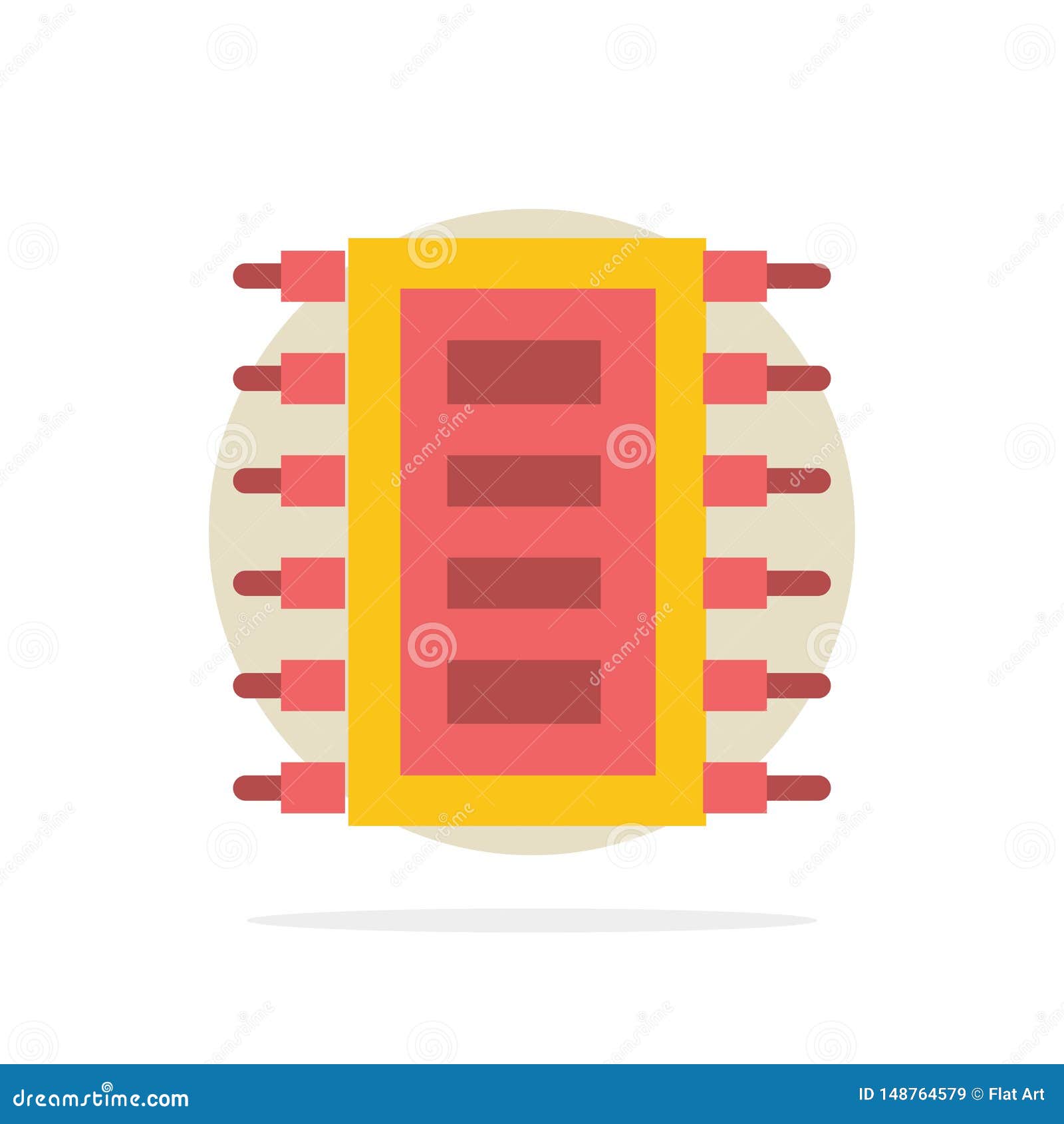 Tech Hardware Chip Computer Connect Abstract Circle Background Flat Color Icon Stock Vector